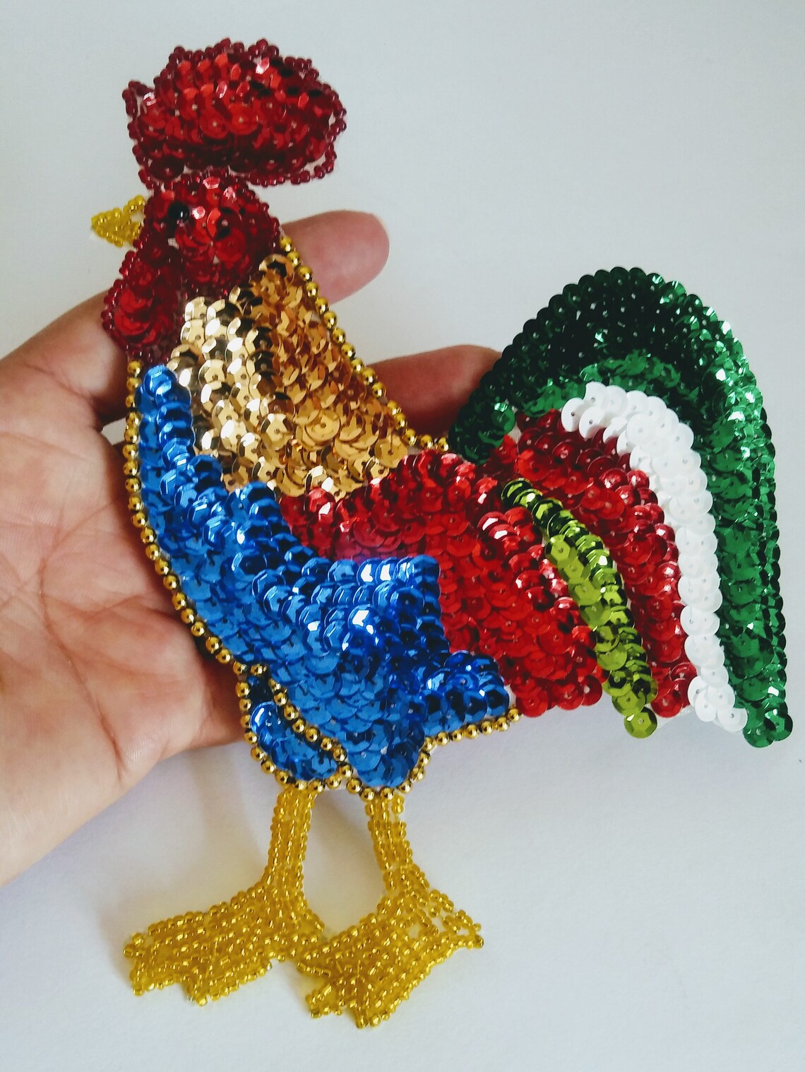 Rooster Sequin Patch Chicken Sequin Applique Mexican Gallo | Etsy