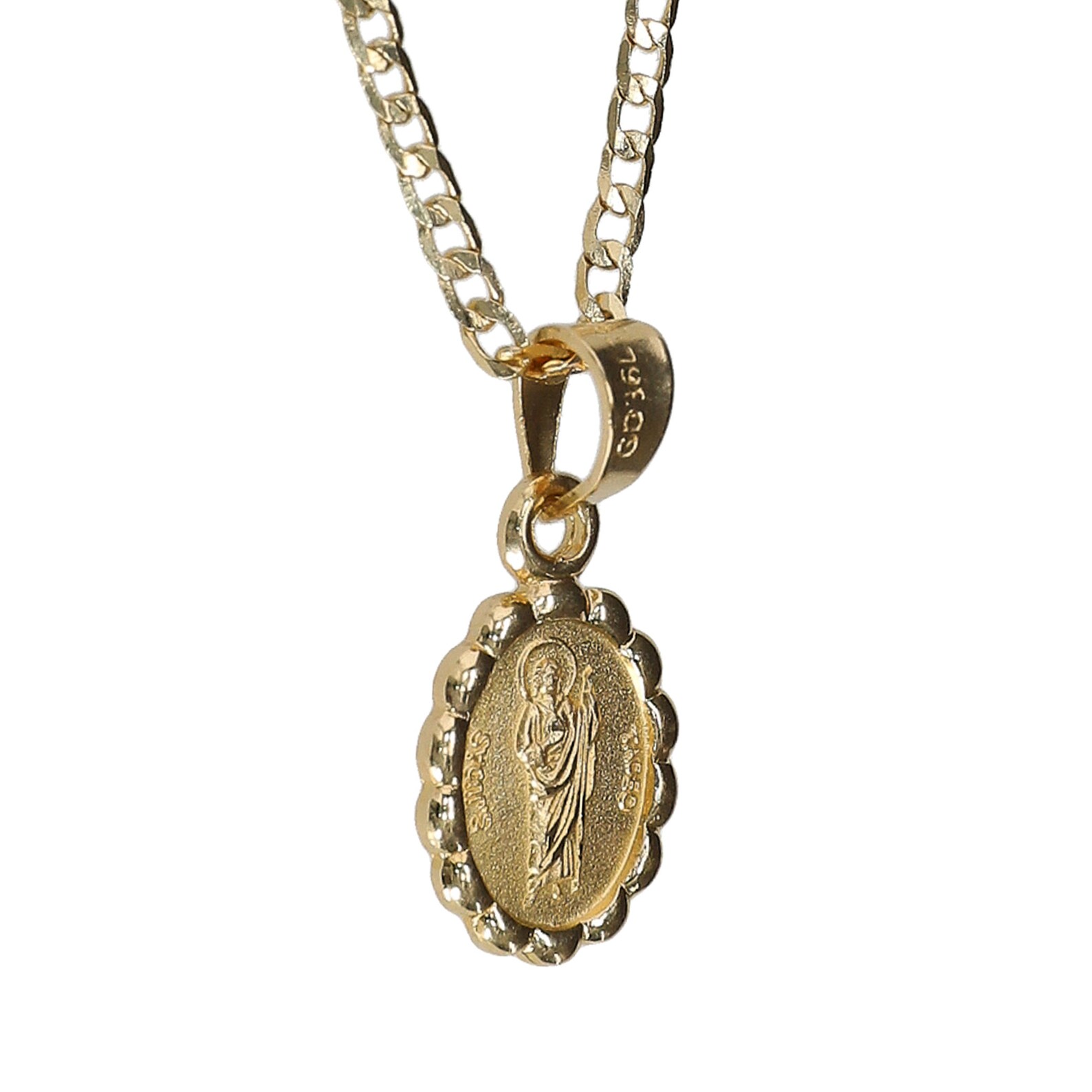 San Judas Tadeo Gold Flower Tiny Medal, Saint Judas Tadeous Floral ...