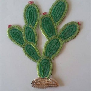Cactus Sequin Patch, Mexican Nopal Sequin Patches, Mexican Patch, Nopal Cactus Sequin Applique ...