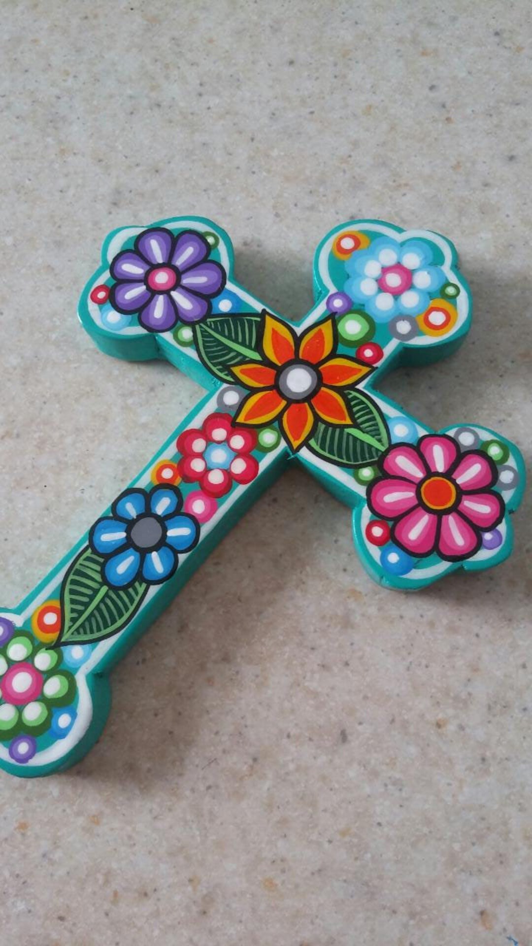 Mexican Wood Cross, Mexican Sacred Heart Cross, Mexican Milagro Cross ...