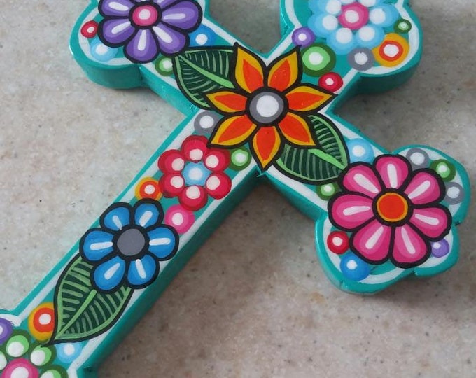 Mexican Wood Cross Mexican Sacred Heart Cross Mexican - Etsy