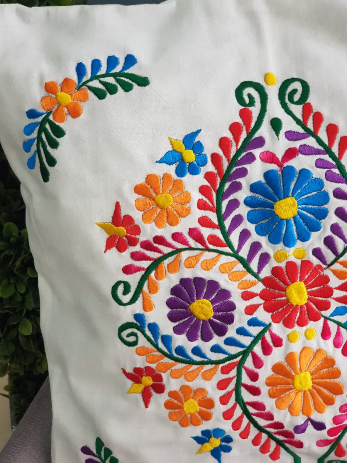 Mexican White Embroidered Pillow Mexican White Cover Pillow - Etsy