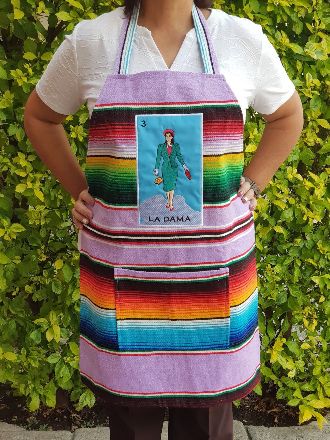 Mexican Apron Kitchen Loteria La Dama, Mother Apron Gift, Pinafore ...