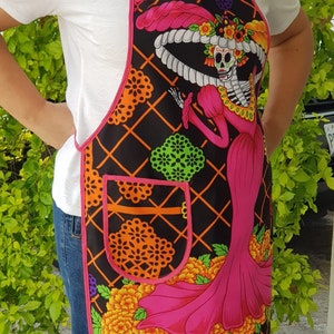 Day of the Dead Apron, Dia De Los Muertos Kitchen Apron, Catrina Sugar ...