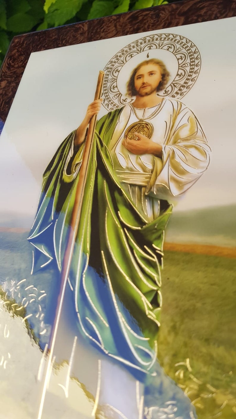 San Judas Tadeo Wood Frame, Apostle St Jude Morning Pray, Saint Jude ...