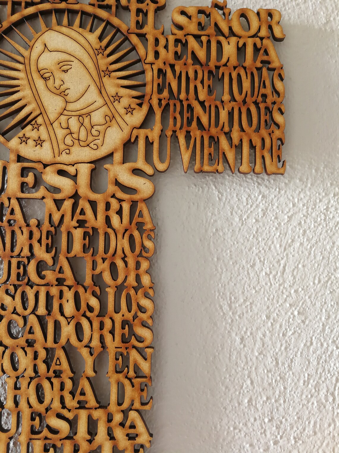 Wood Carving Prayers Cross Padre Nuestro Ave Maria - Etsy