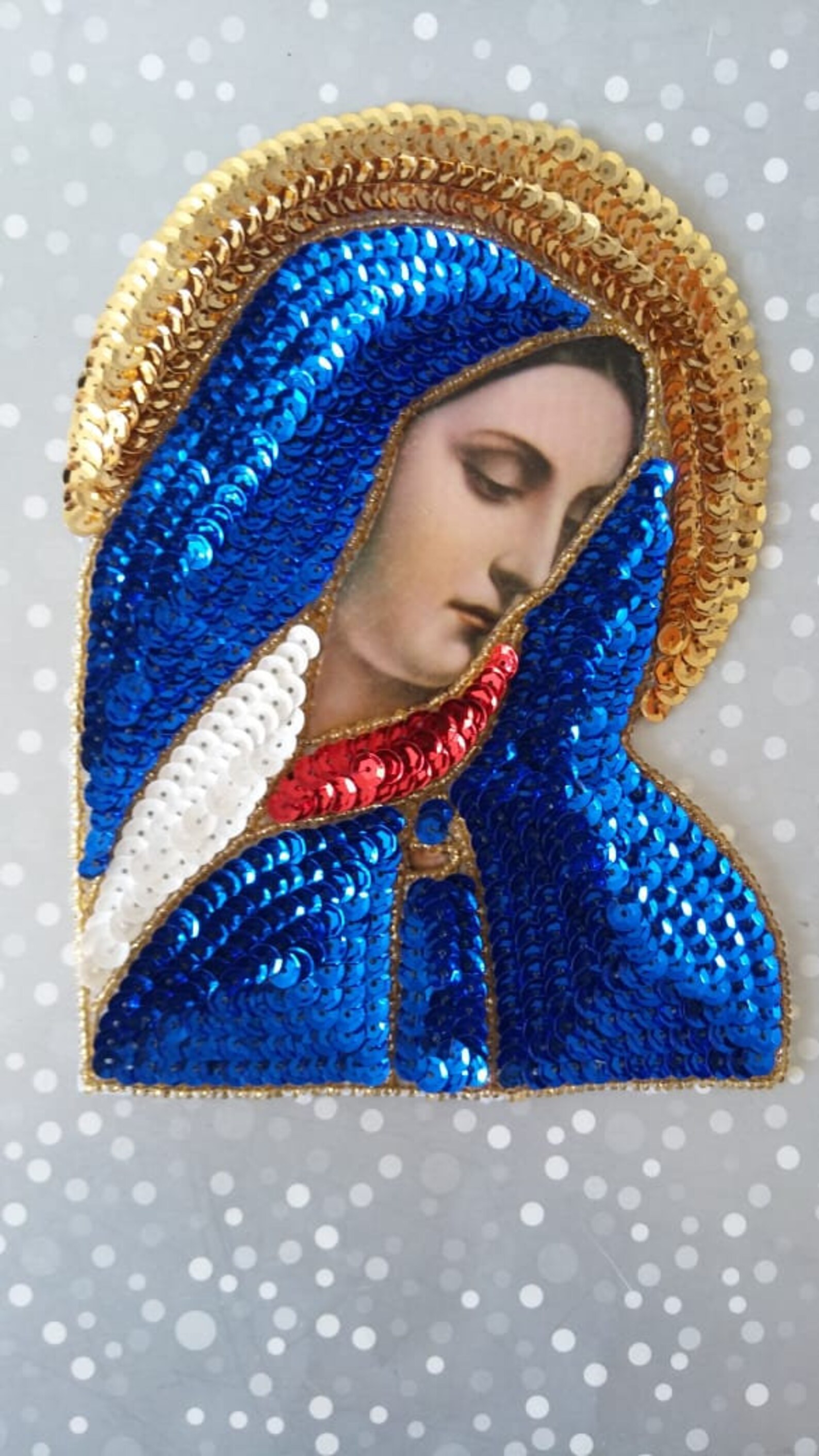 Virgen Maria Dolorosa Sequin Patch Virgin Mary Sequin Patch | Etsy