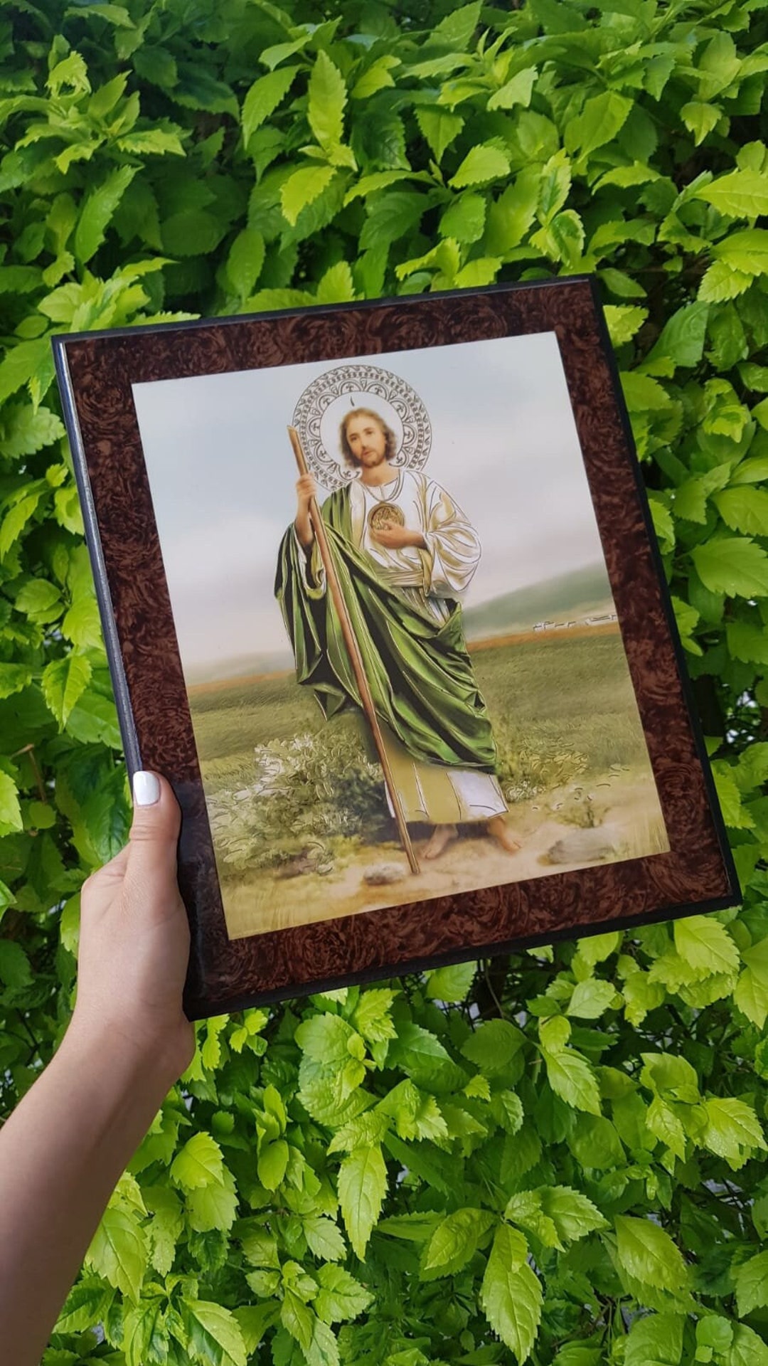 San Judas Tadeo Wood Frame, Apostle St Jude Morning Pray, Saint Jude ...