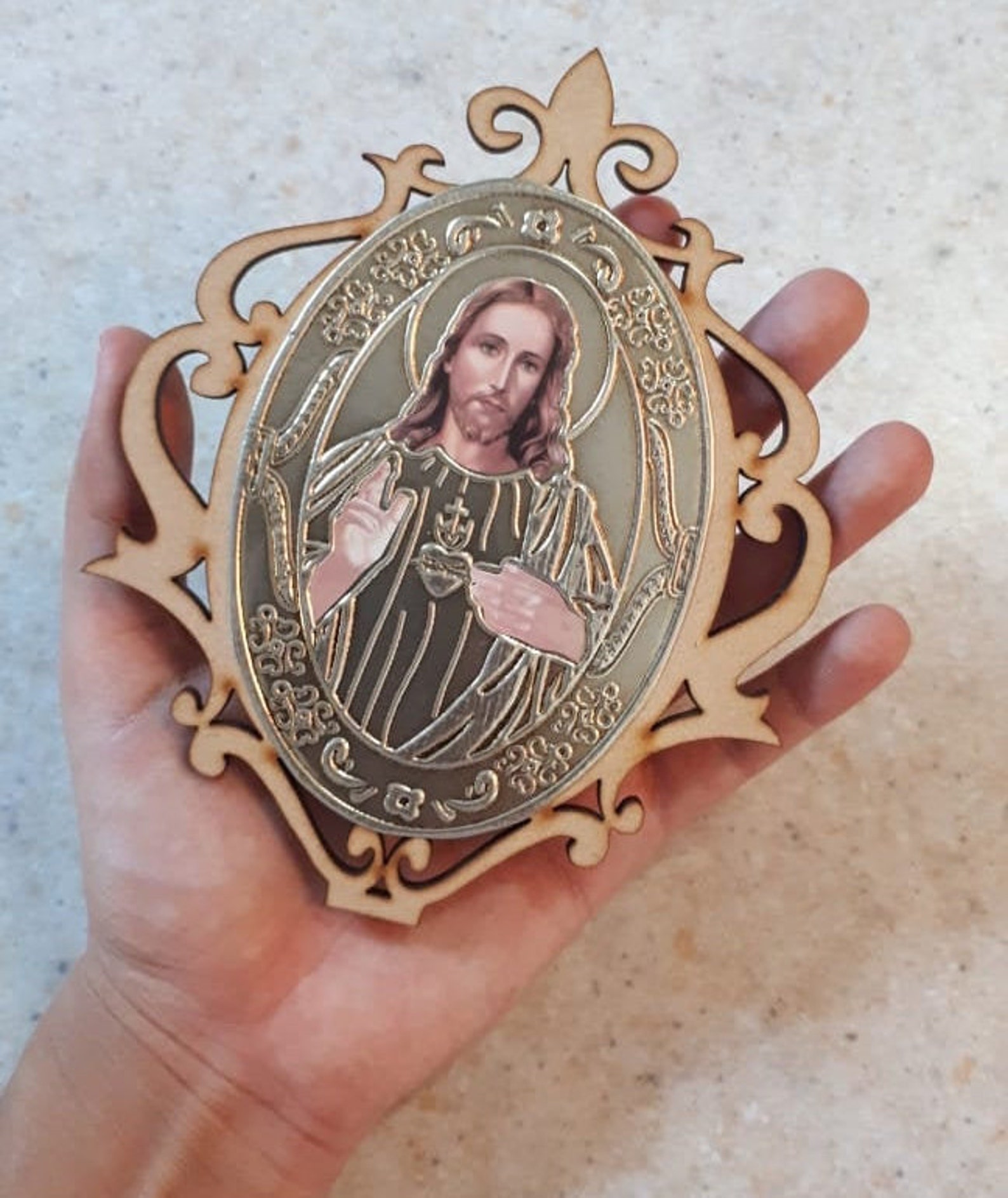 Metal Jesus Christ Ornament Jesus God Embossed Metal Wood - Etsy