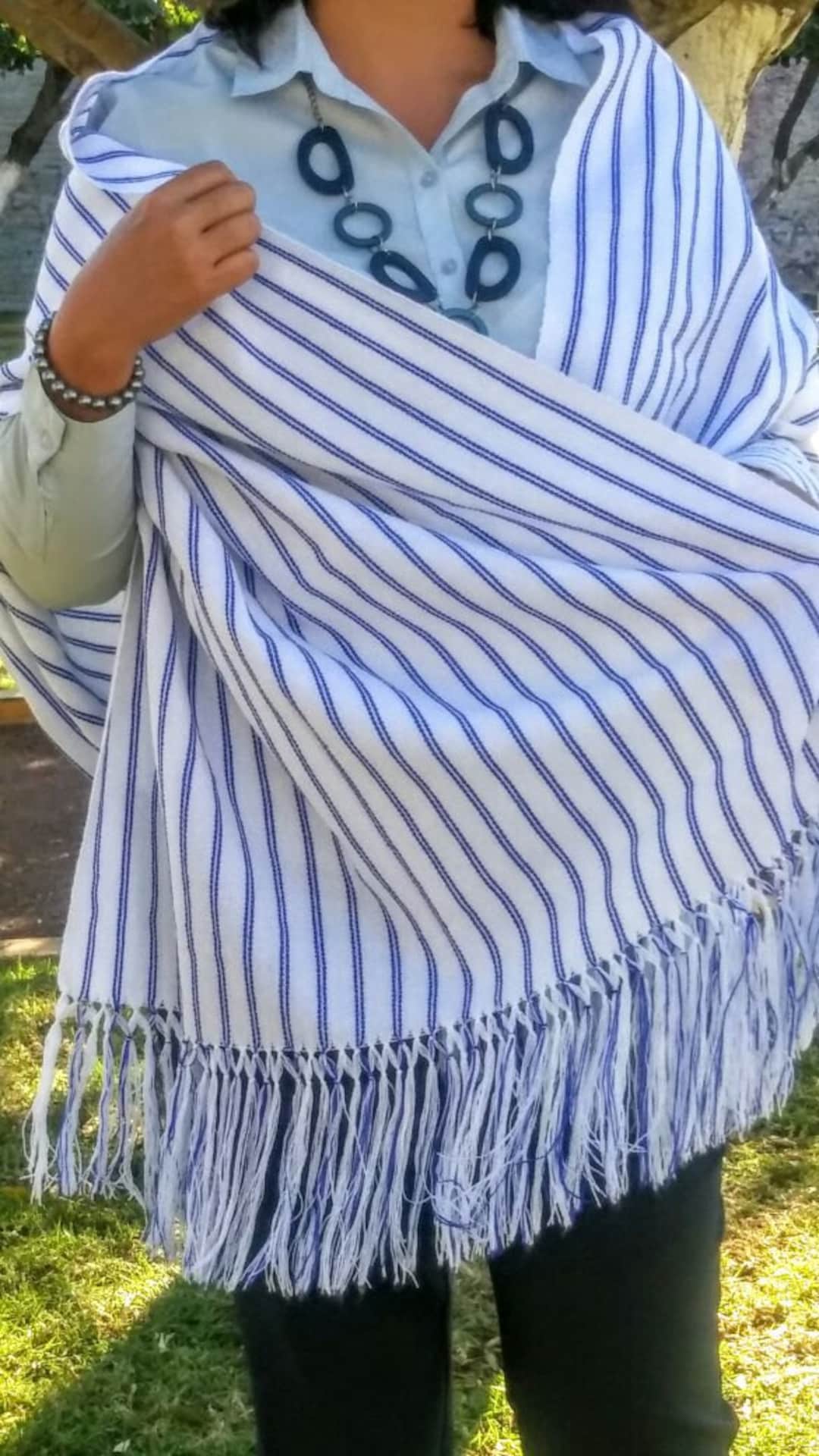 Mexican White Rebozo Scarf , Mexican Rebozo Table Runner, Mexican ...