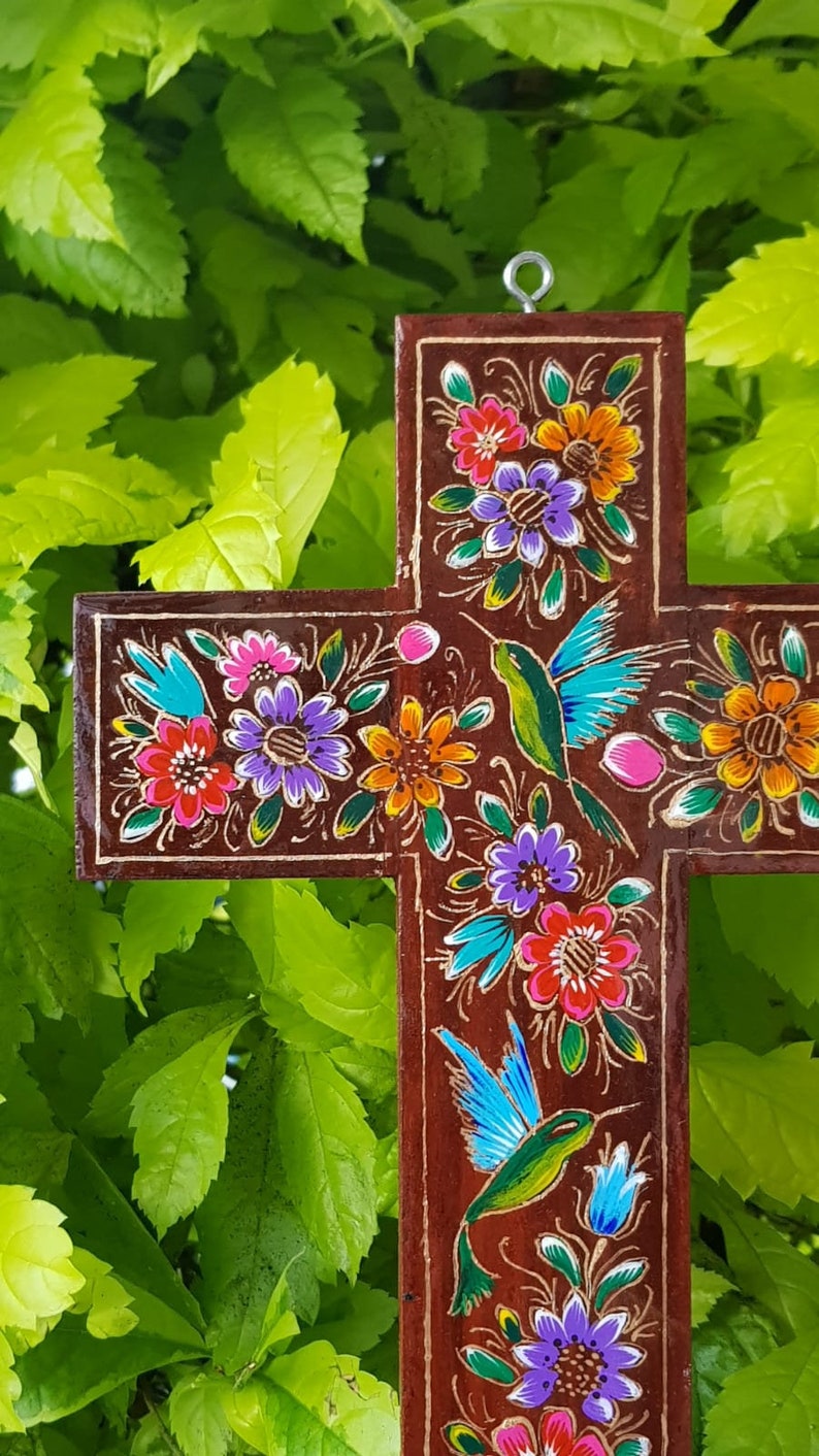 Hummingbird Alebrije Wood Cross Mexican Wood Bungurdy Cross - Etsy