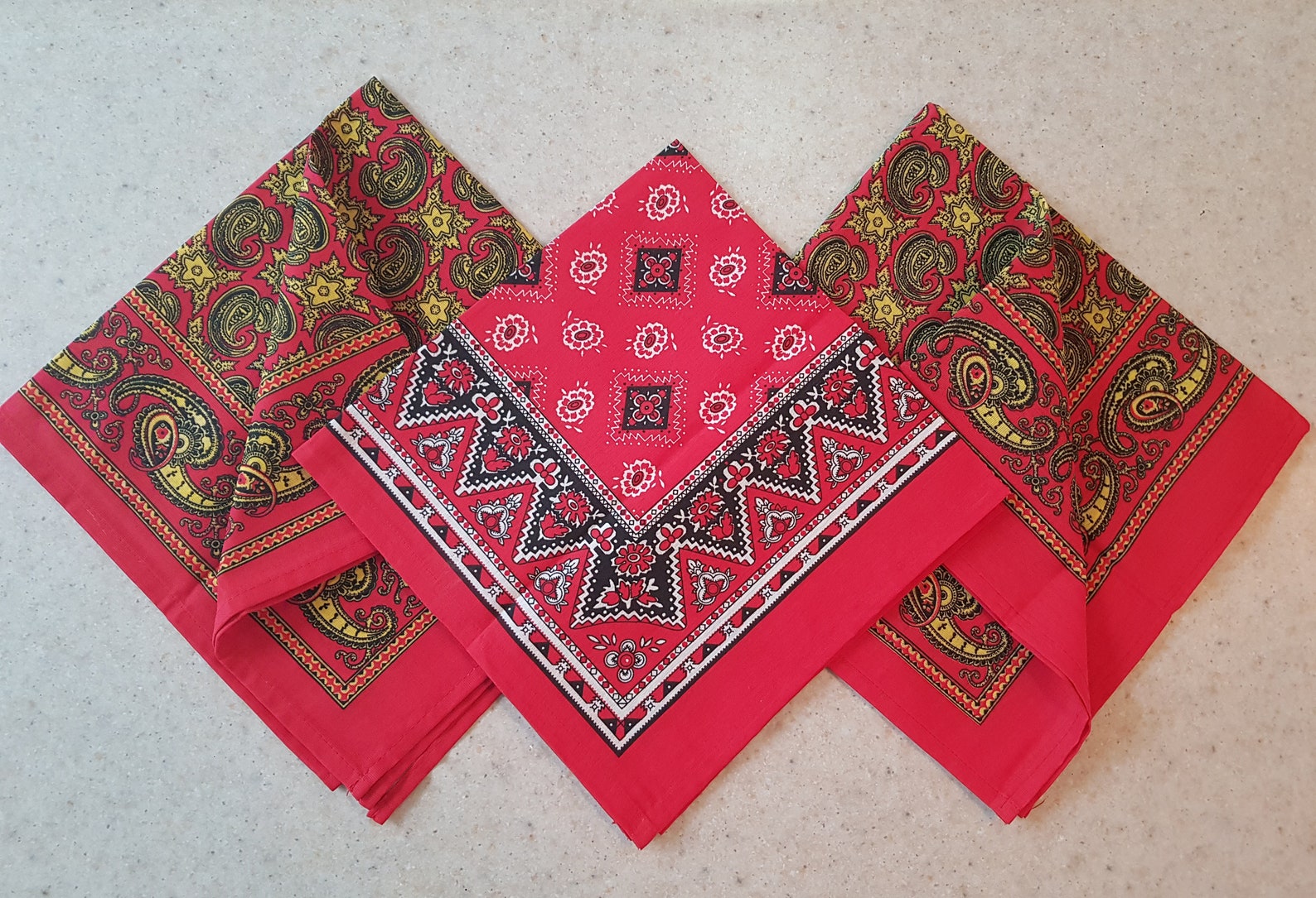 3 paliacates tela roja mexicana tejido de tela paliacate - Etsy México