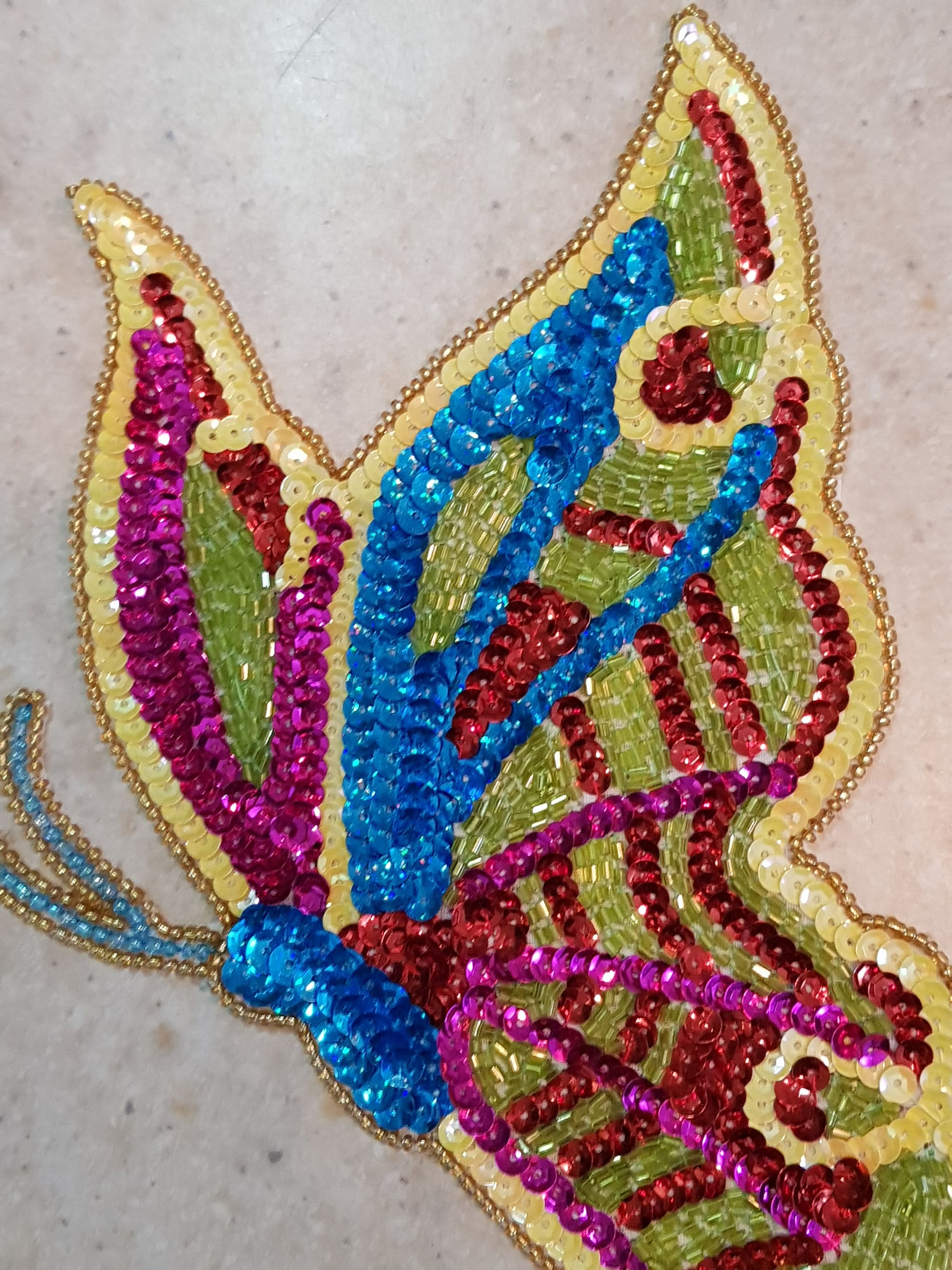 Butterfly Sequin Patch, Tropical Butterfly Sequin Applique, Yellow Pink ...