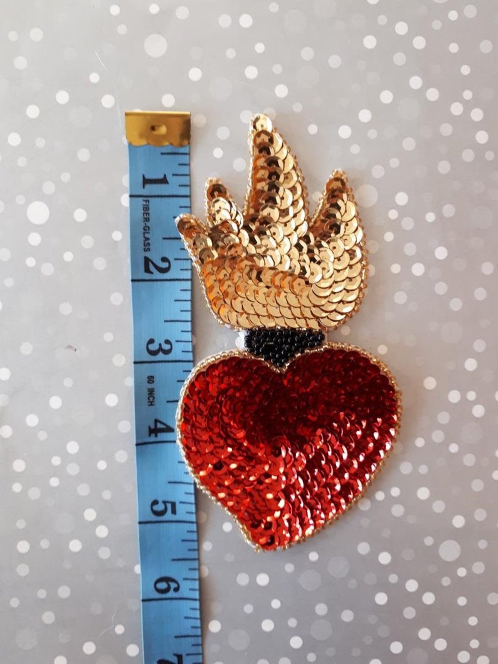 Mini Red Sacred Heart Sequin Patch, Sagrado Corazon, Red Heart Sequin ...
