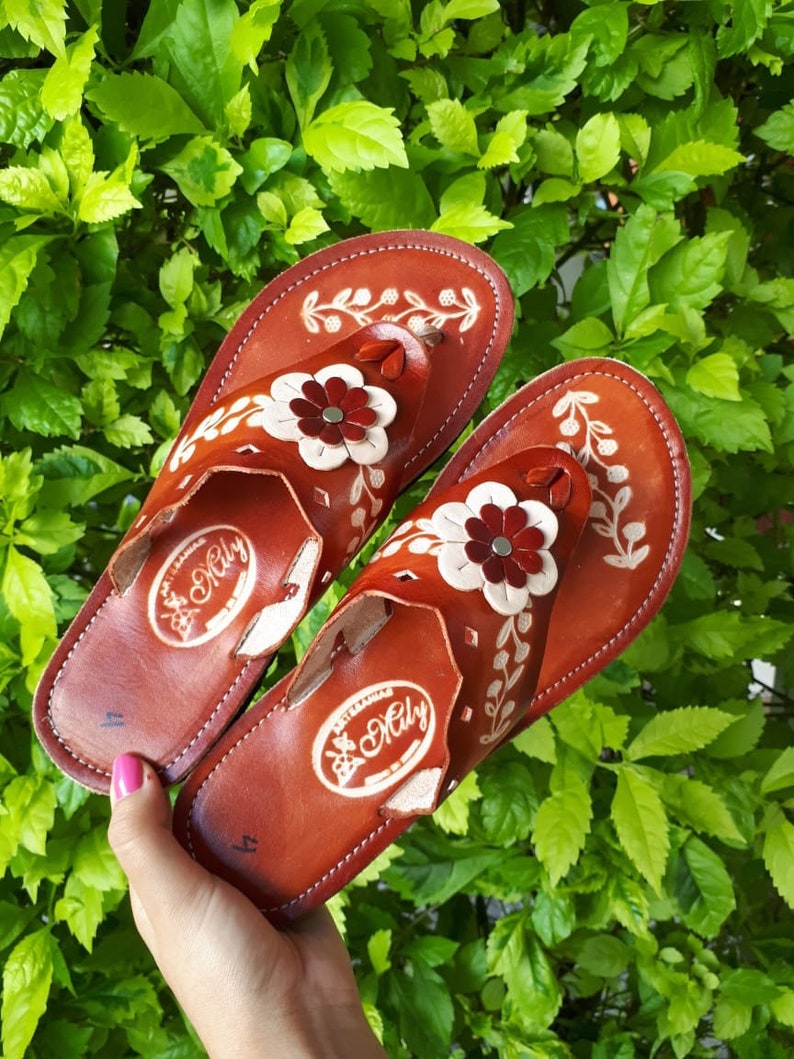 Mexican Leather Thong Sandals Mexican Shoes Huarache US 9 - Etsy