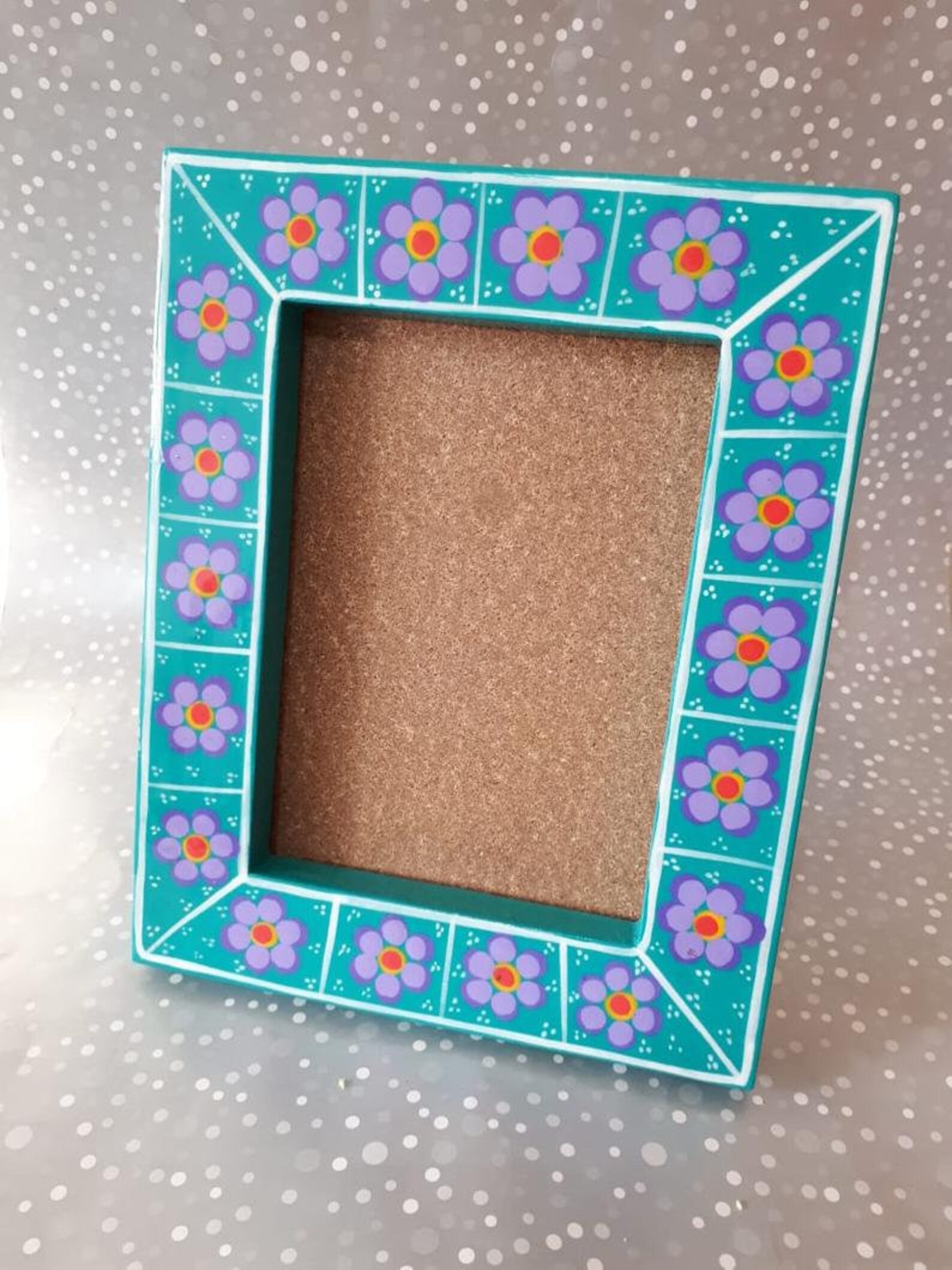 Turquoise Photo Frame Purple Flower Photo Frame Mexico | Etsy
