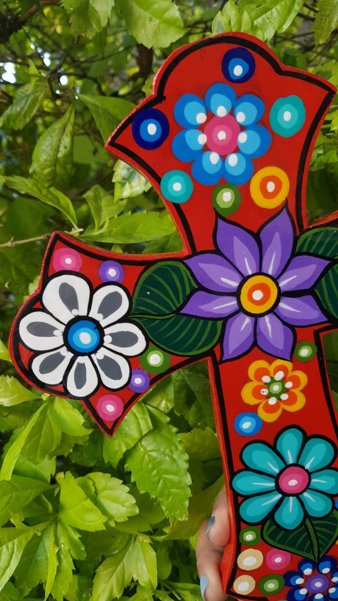 Mexican Red Wood Cross Mexican Sacred Heart Cross Mexican - Etsy Hong Kong