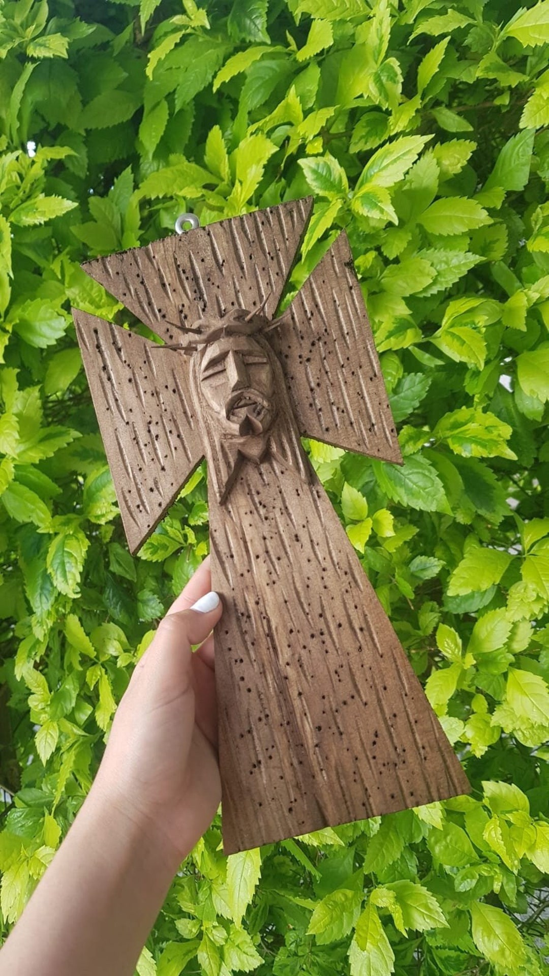 Mexican Wood Cross, Jesus Christ Carving Cross, Crown of Thorns Jesus ...