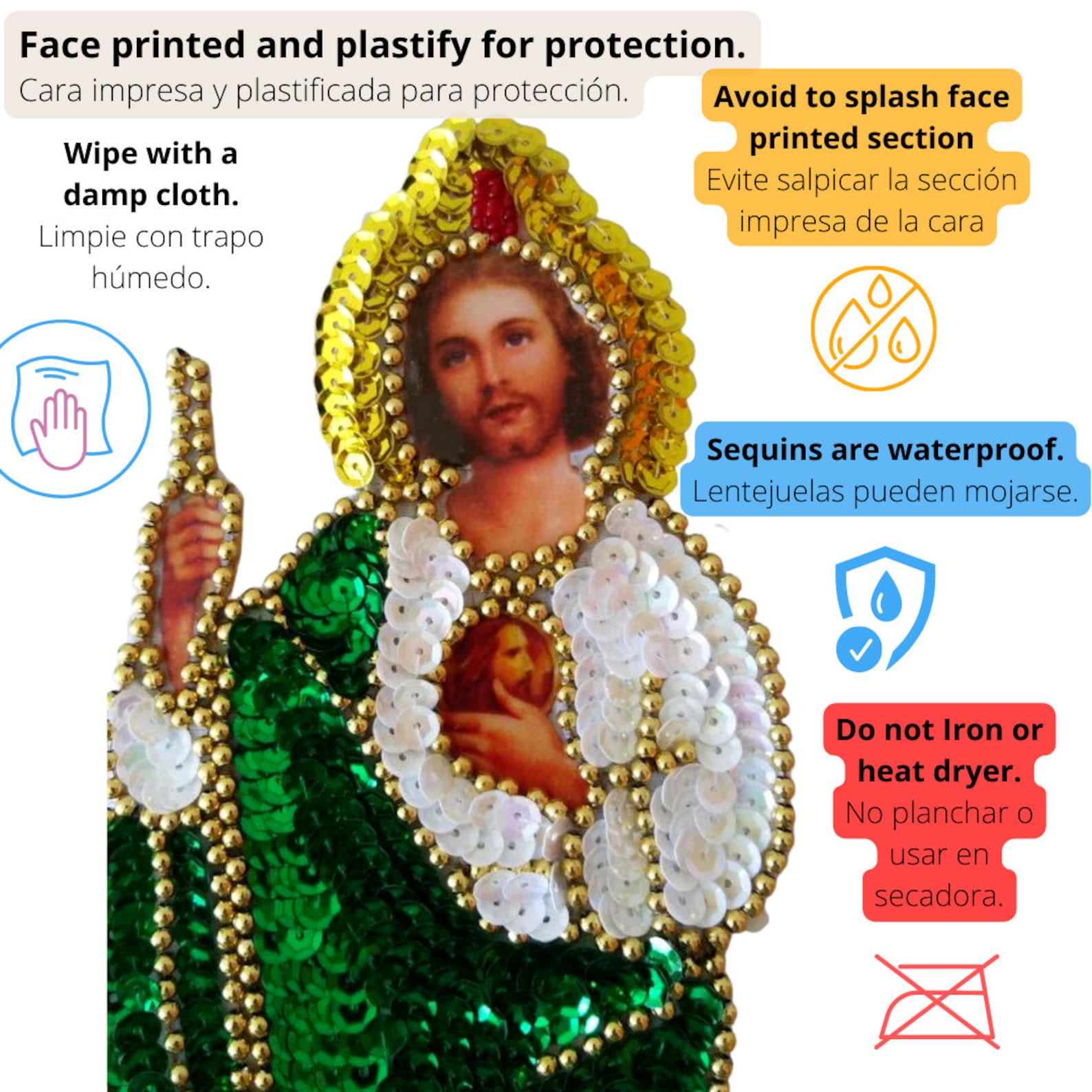 San Judas Tadeo Sequin Patch, Saint Jude Patron De Lo Imposible ...