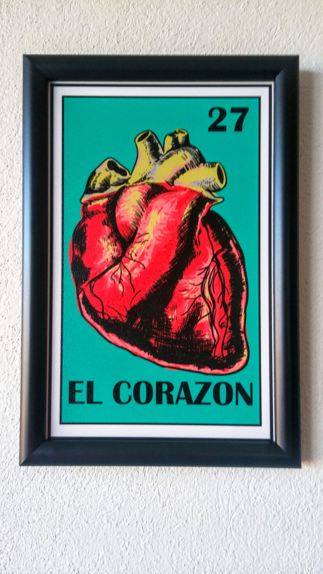 Mexican Loteria Framed, El Corazon Loteria, Maria Frida Art, Como La ...