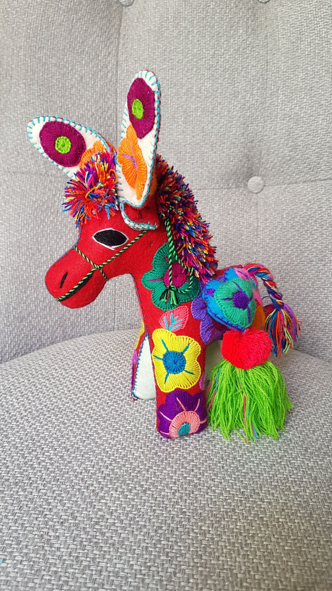 Mexican Red Donkey Stuffed Animal, Mexico Kids Embroider Felt Burrito ...