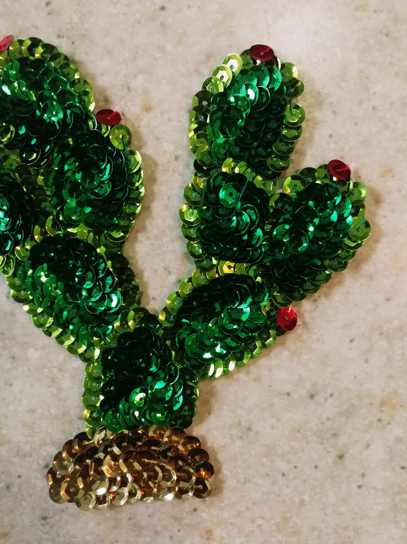 Set of 2 Mini Cactus Sequin Patch Mexican Mini Nopal Sequin - Etsy