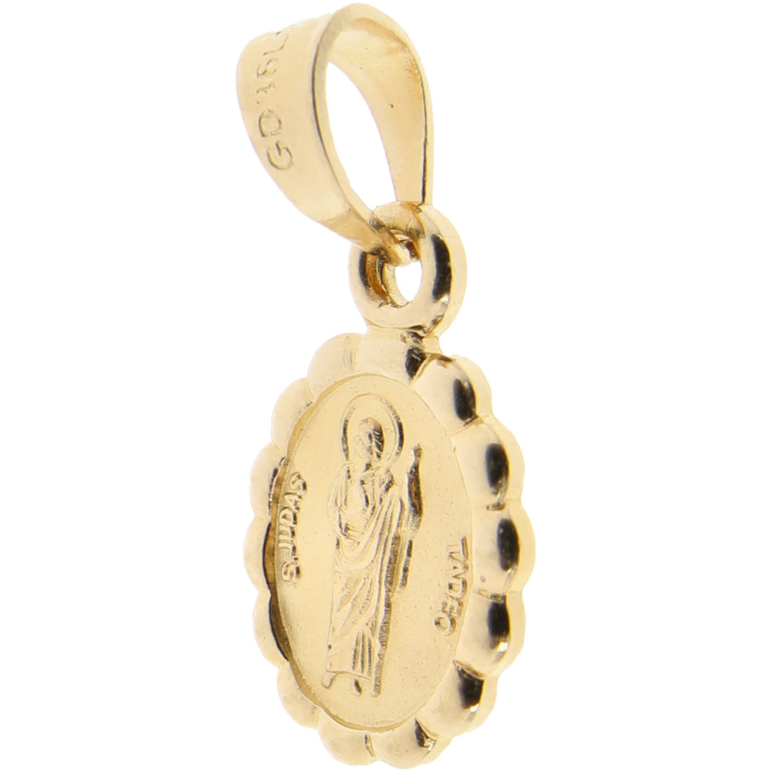 San Judas Tadeo Gold Flower Tiny Medal, Saint Judas Tadeous Floral ...