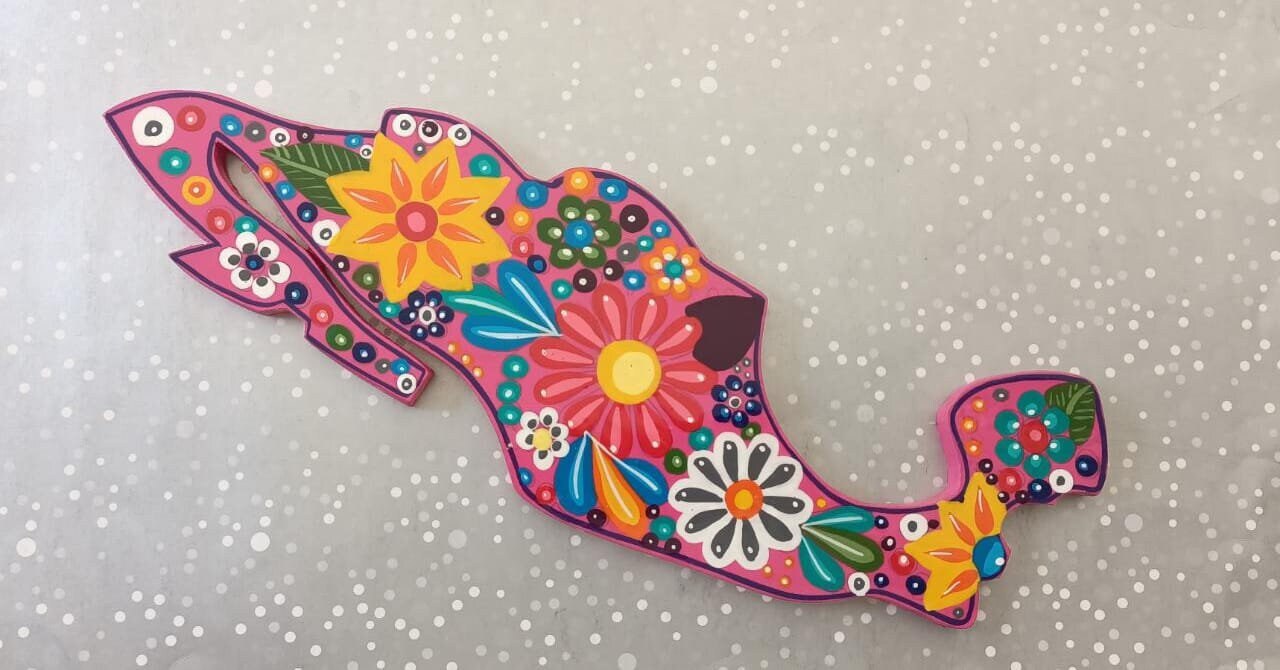 Mexico Pink Map Handpainted Pink Purple Mexican Map Lila - Etsy