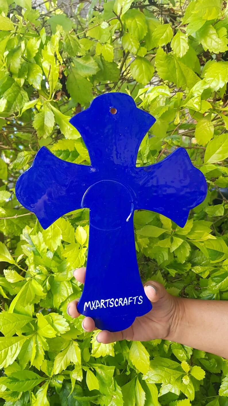 Mexican Wood Navy Blue Cross Mexican Blue Sacred Cross - Etsy