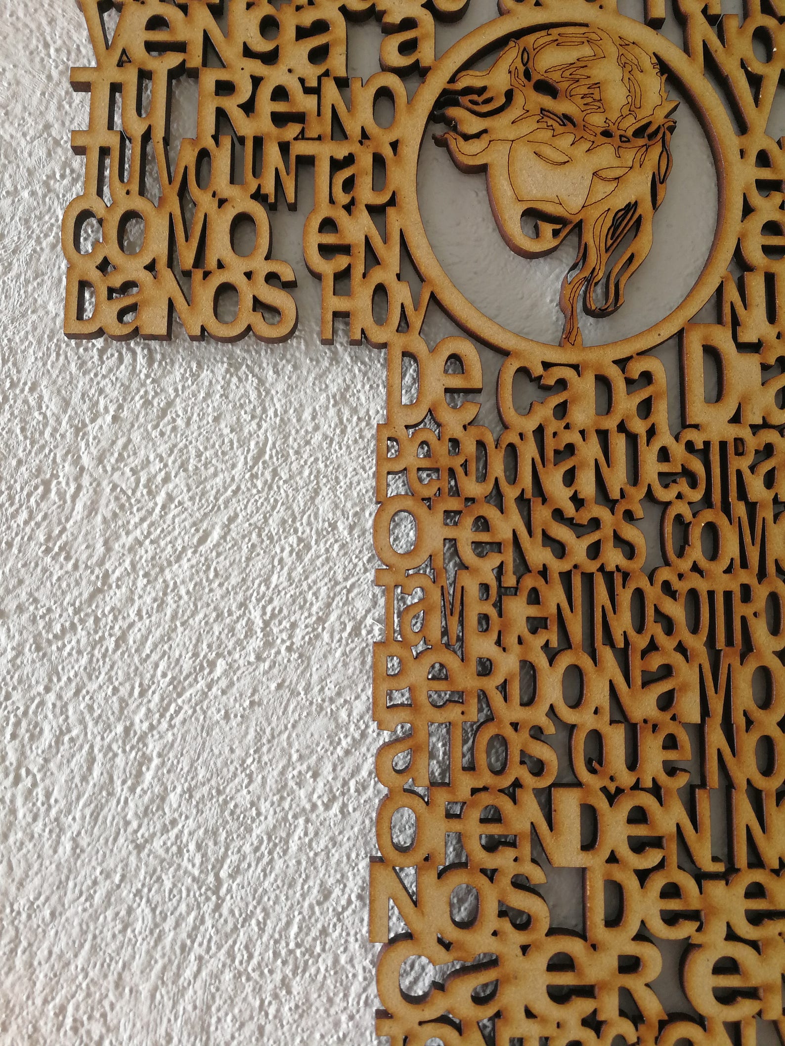 Wood Carving Prayers Cross, Padre Nuestro, Ave Maria, Holycross Wall ...