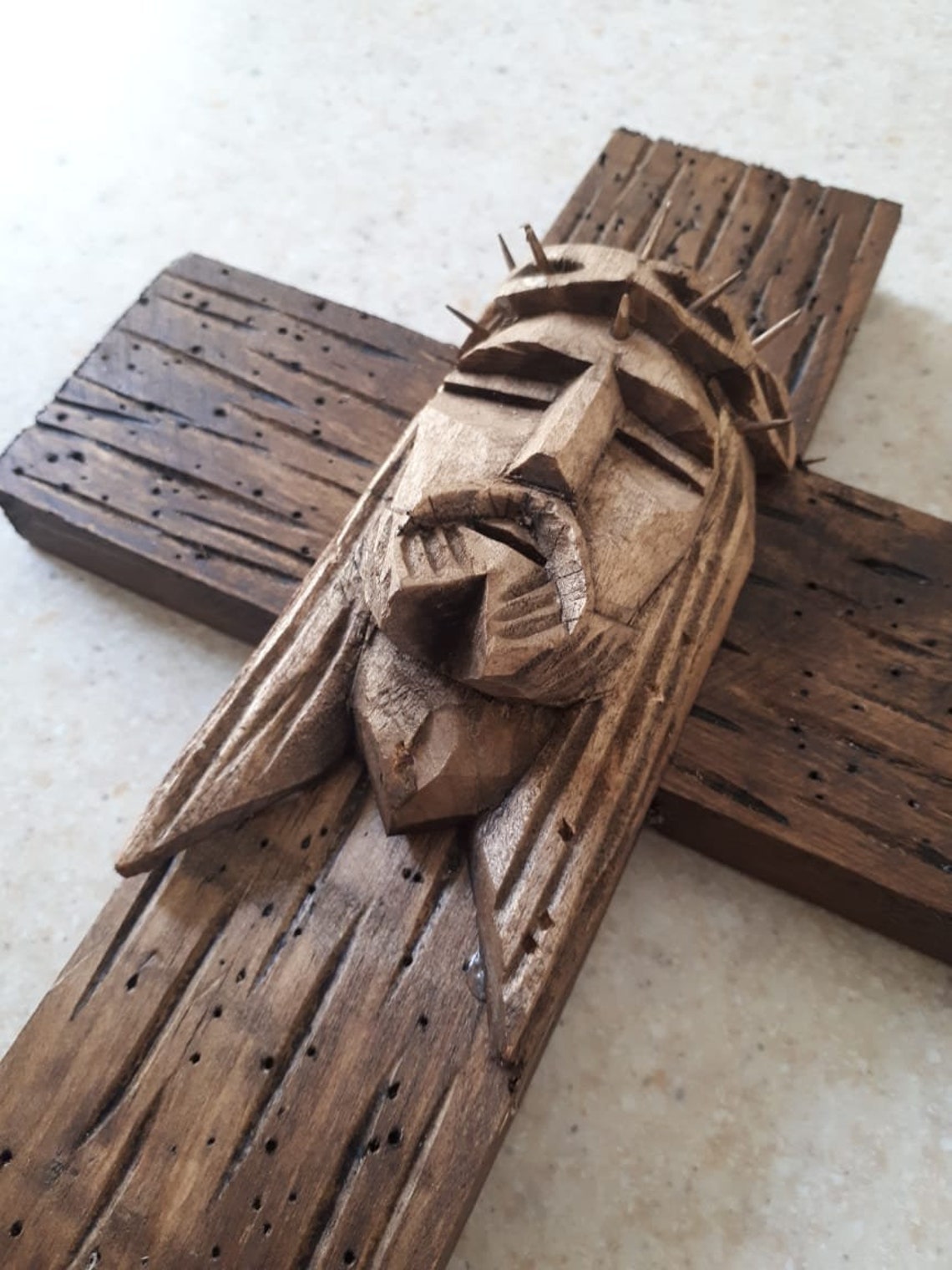 Mexican Wood Cross Jesus Christ Carving Cross Holycross Wall - Etsy