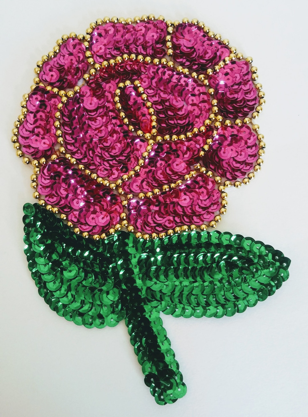 Set of 2 Pink Rose Sequin Patch, Flower Sequin Applique, Mexican Rose ...