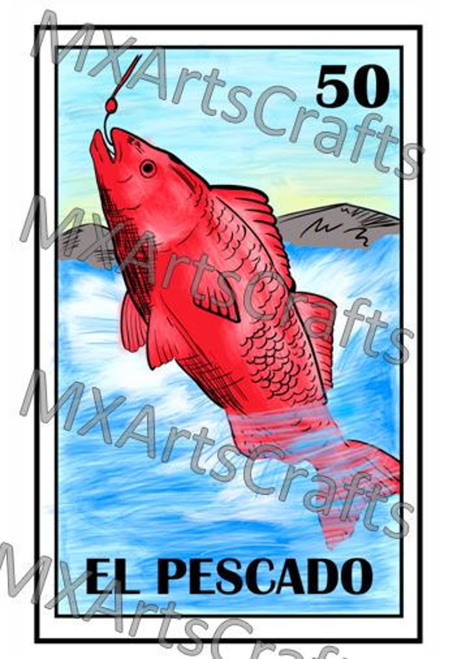 Mexican Loteria El Pescado Card Mexican Bingo the Fish Card | Etsy
