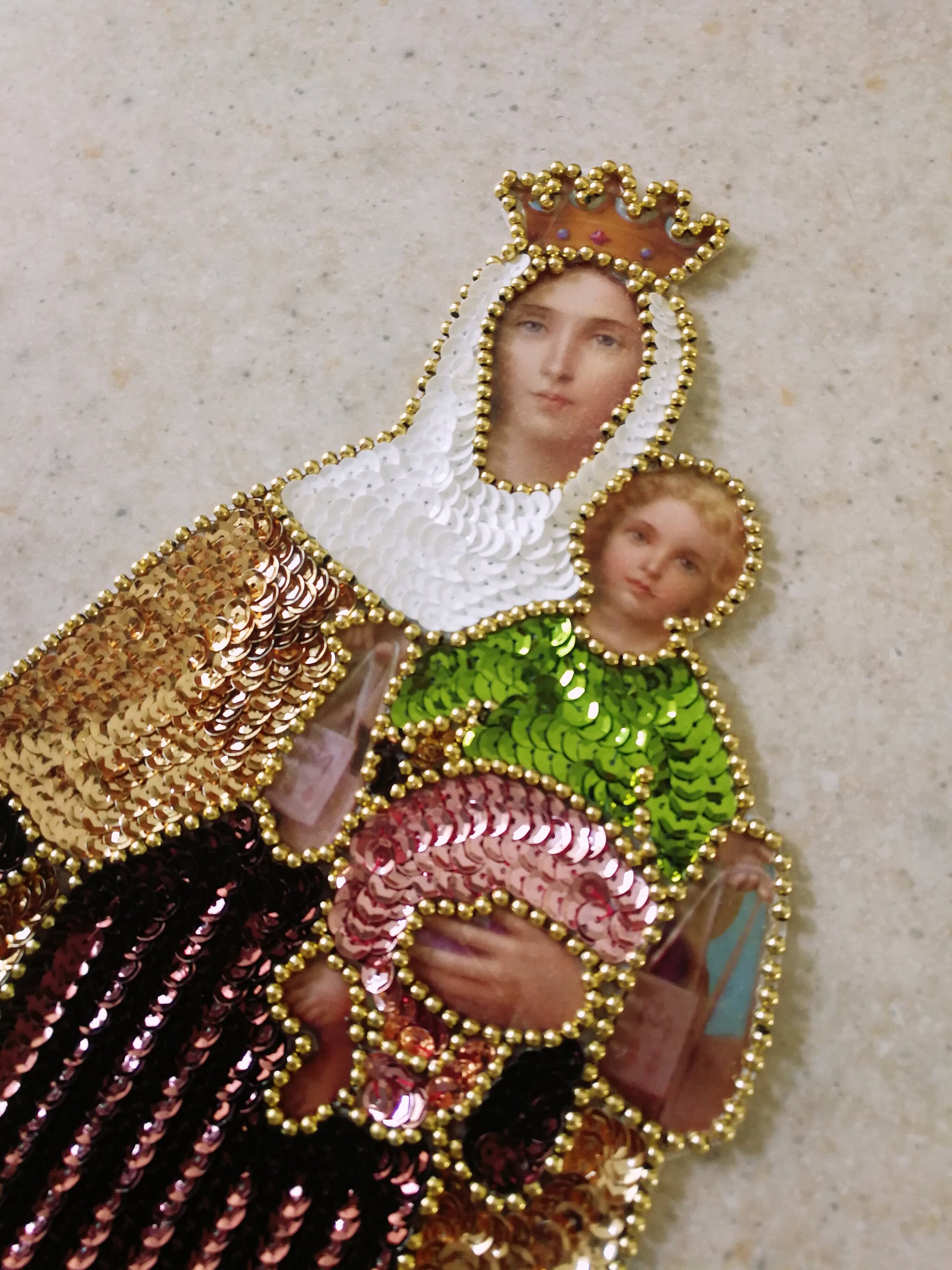 Virgen Sequin Patch Virgen Maria Carmen Virgen De Guadalupe - Etsy