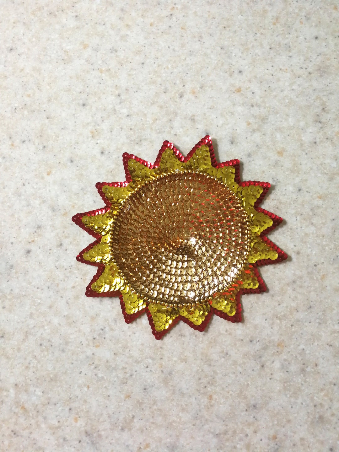 Set of 2 Sun Sequin Patch, Golden Sun Sequin Patch, El Sol Mexican ...