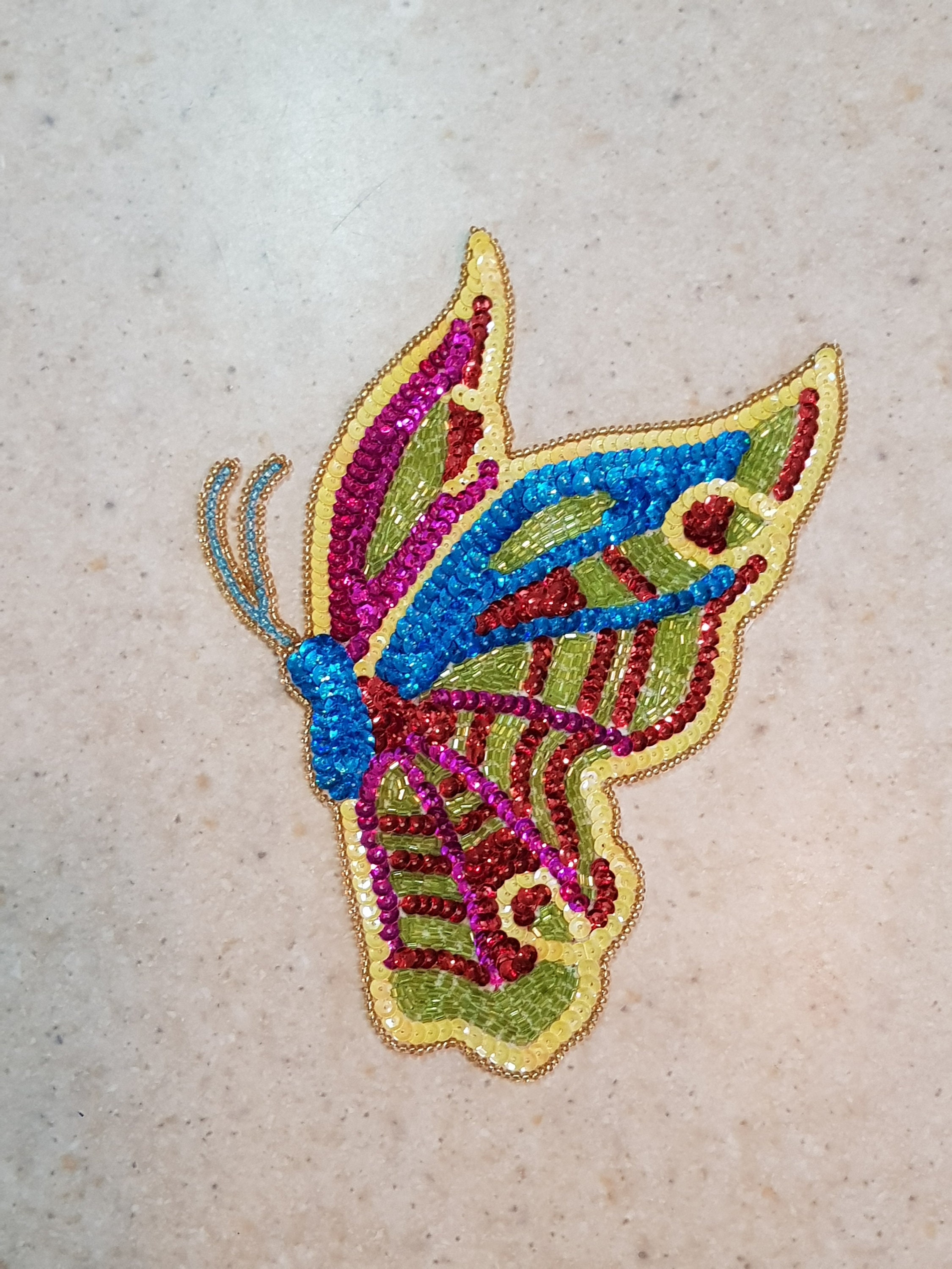 Butterfly Sequin Patch, Tropical Butterfly Sequin Applique, Yellow Pink ...