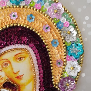 Virgen Santa Maria Sequin Patch, Holy Mary Patch, Virgen De Guadalupe ...