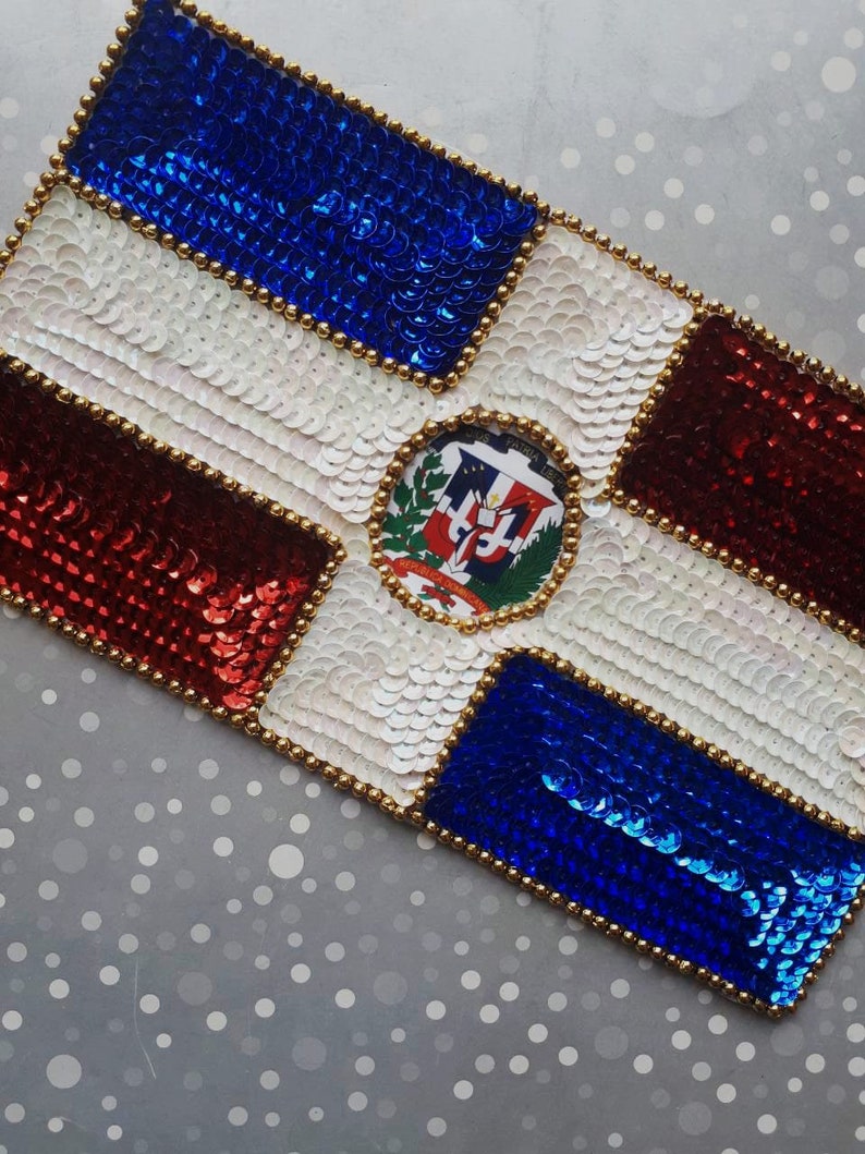 República Dominicana Flag Patch Dominican Flag Sequin Patch - Etsy