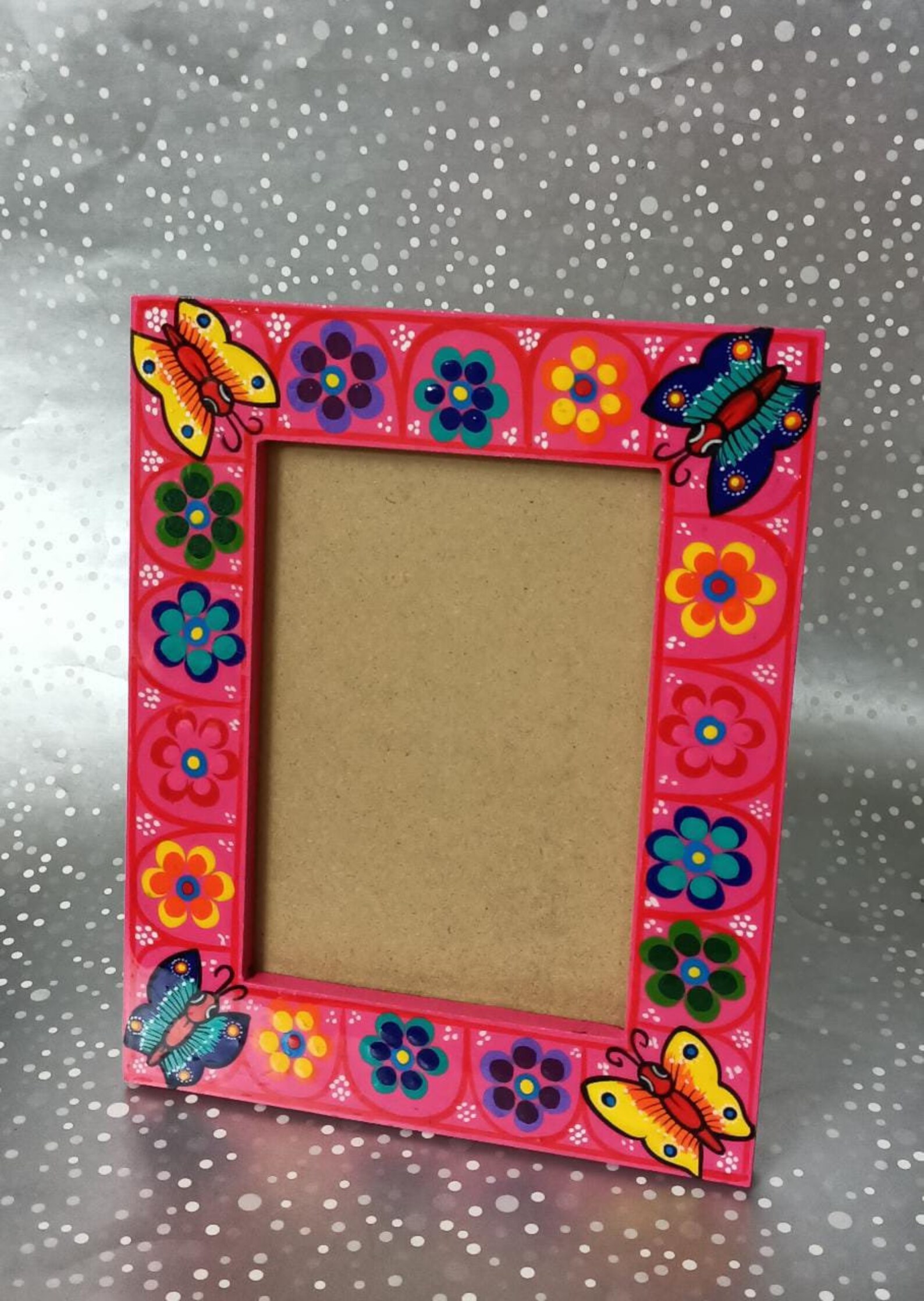 Mexican Pink Photo Frame, Butterfly Flower Photo Frame, Family Picture ...