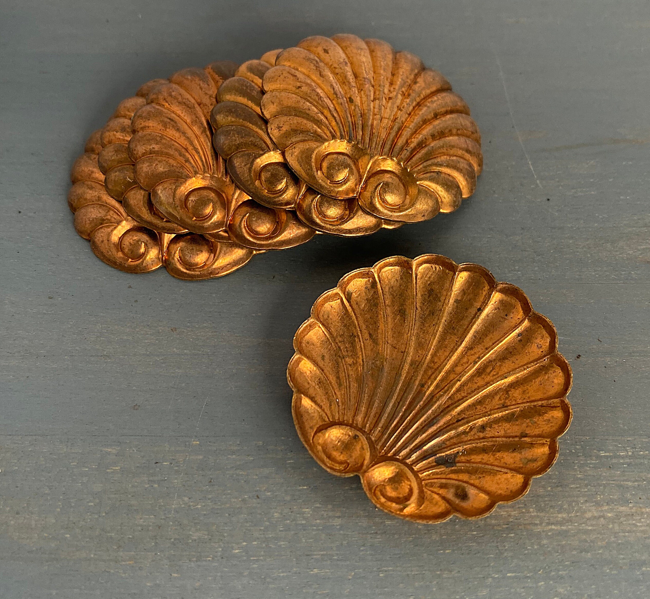 Vintage Copper Finished Brass Shell 38 Mm Stampings Beach Nautical ...