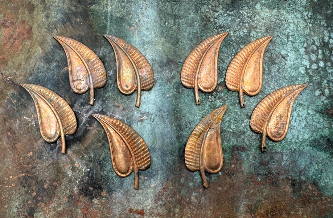 Vintage Copper Brass Curved Leaf Stampings - Set 6 - Etsy