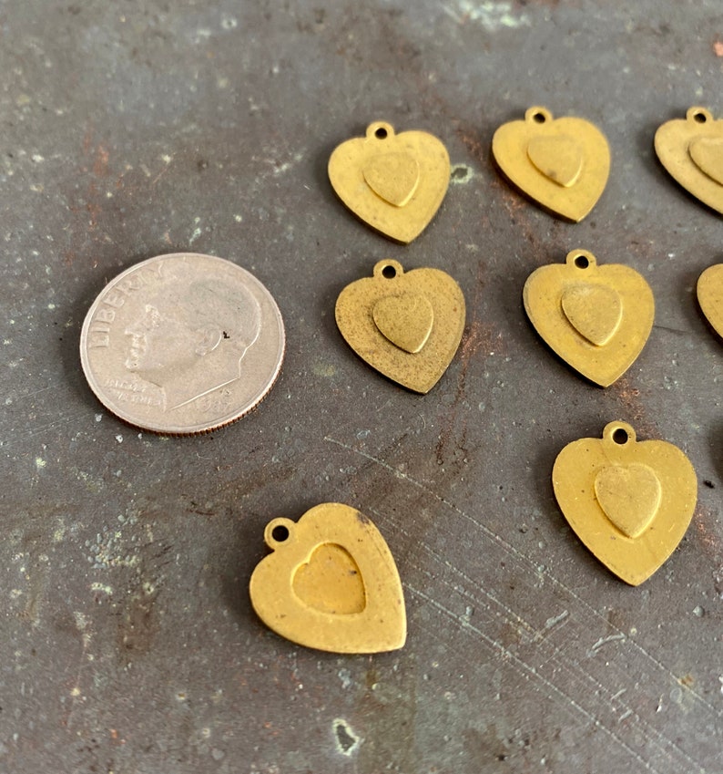 Vintage Brass Heart 14 Mm Charms Set of 12 - Etsy