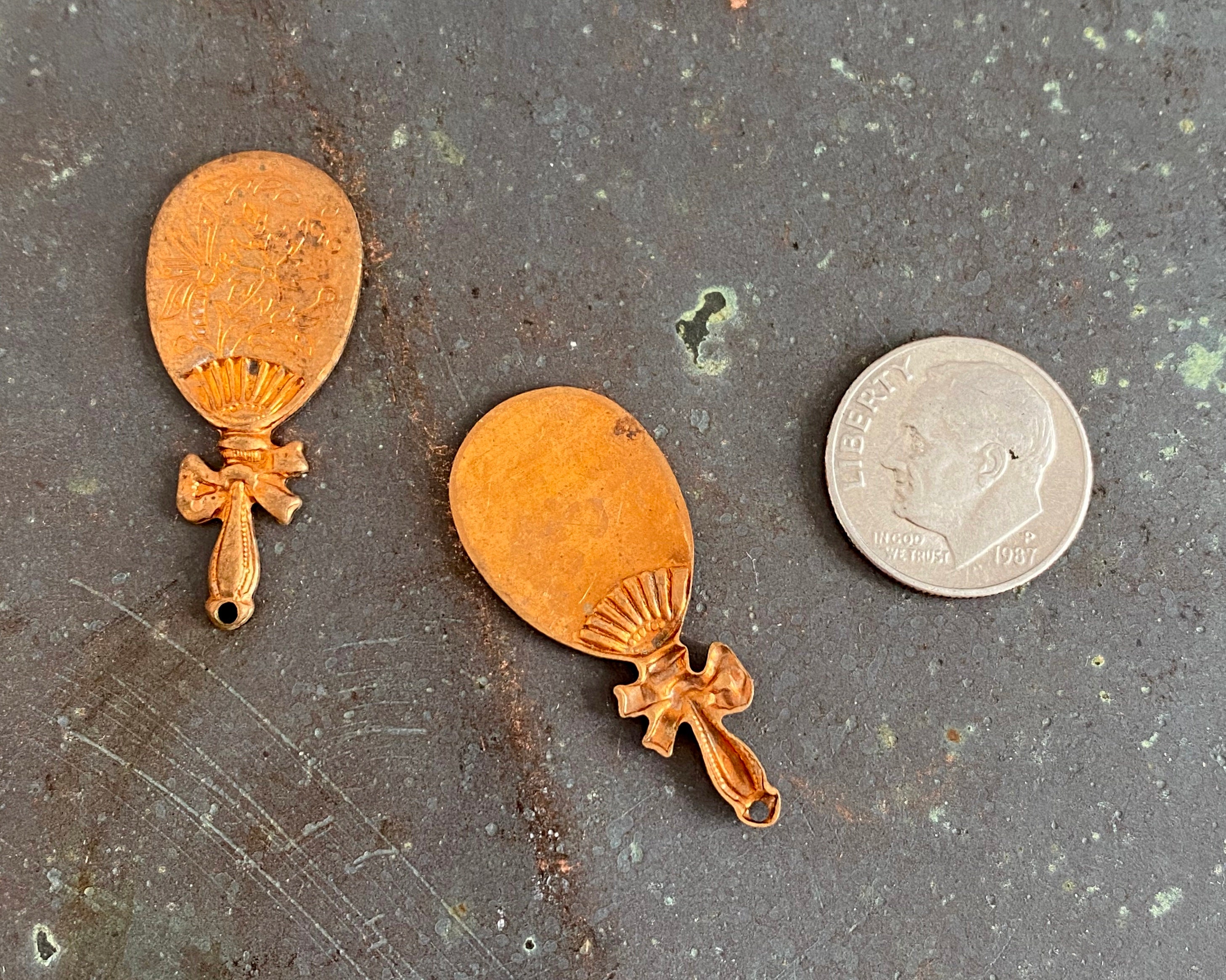 Pair of Vintage Copper Brass Hand Mirror 30 Mm Stampings - Etsy