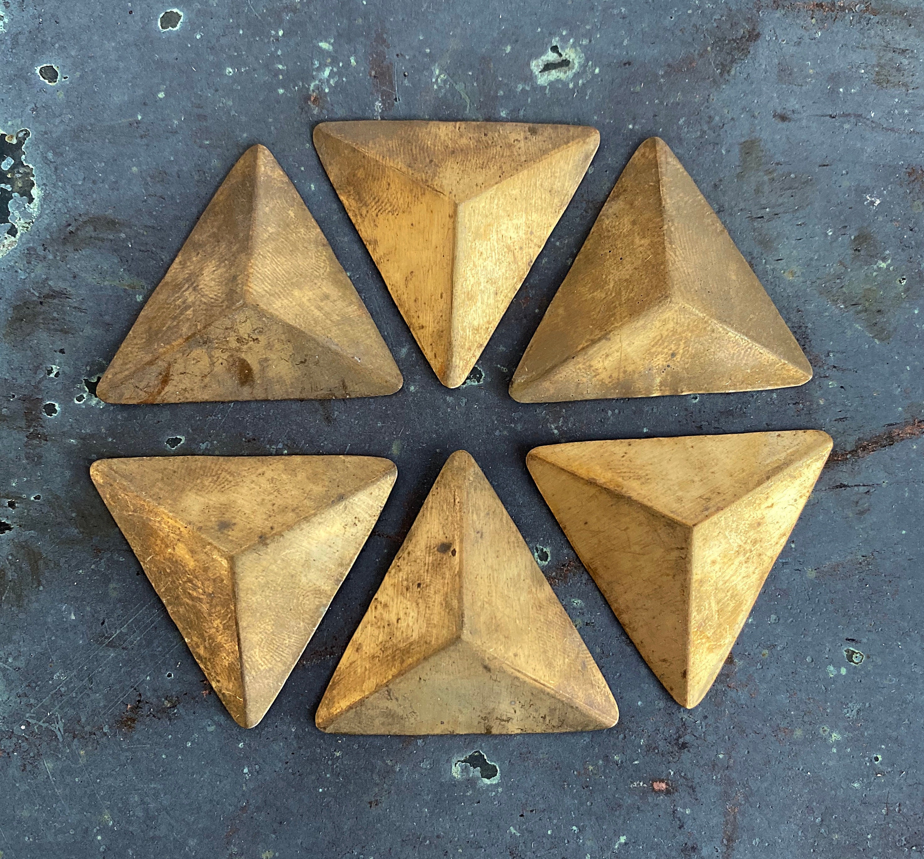 Vintage Brass Pitched Triangle Jewelry 40 Mm Stampings - Etsy
