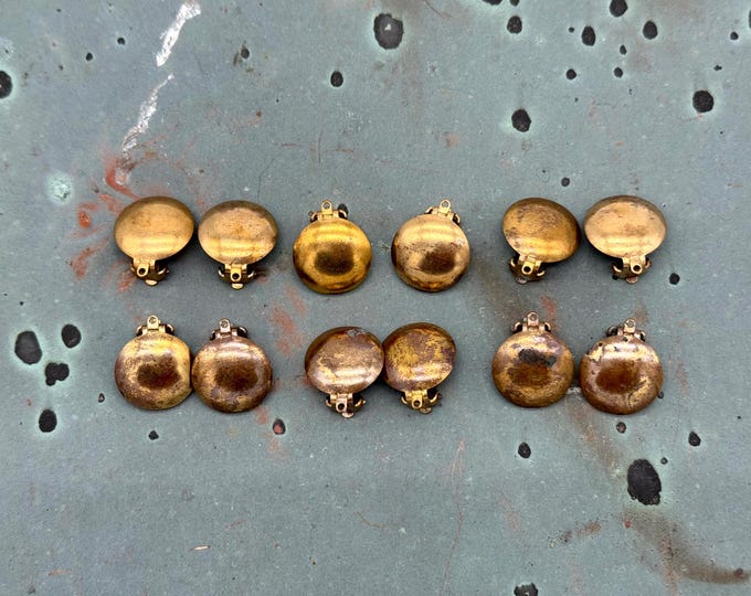 Vintage Brass Clip-on Earring Findings: 17mm Patina Jewelry Repair - 6 ...