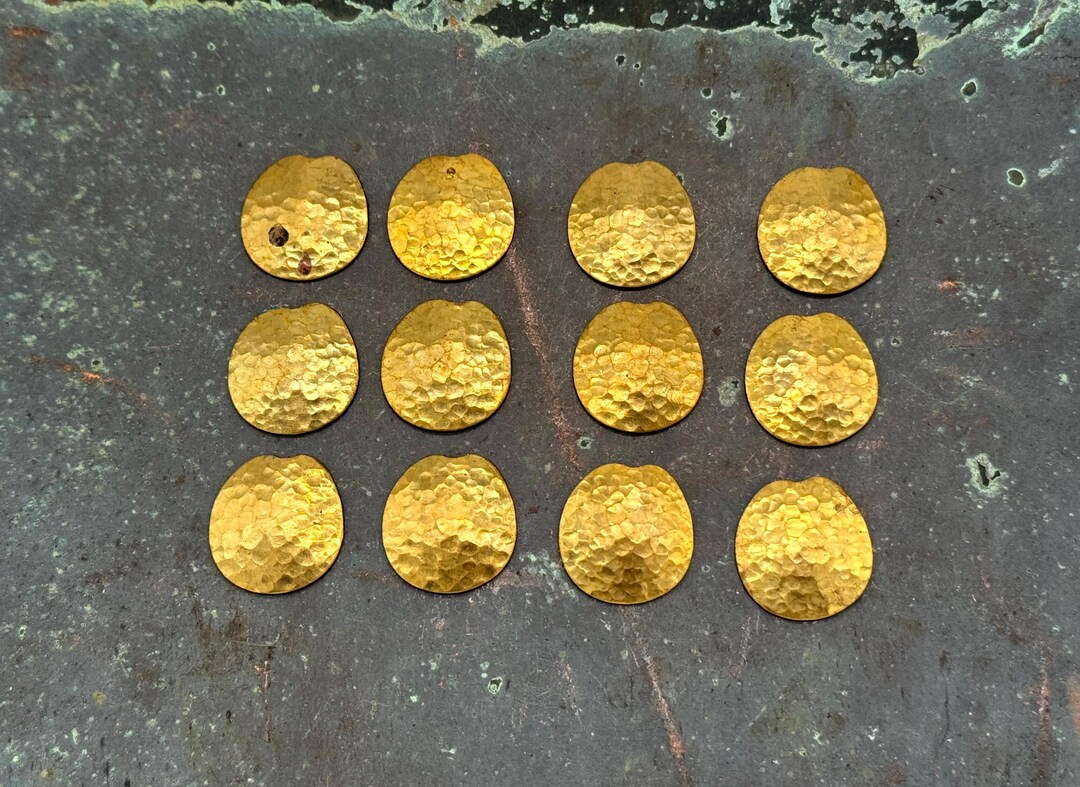 Set of 12 Vintage Brass Textured Pear Shaped Stampings – Hammered ...