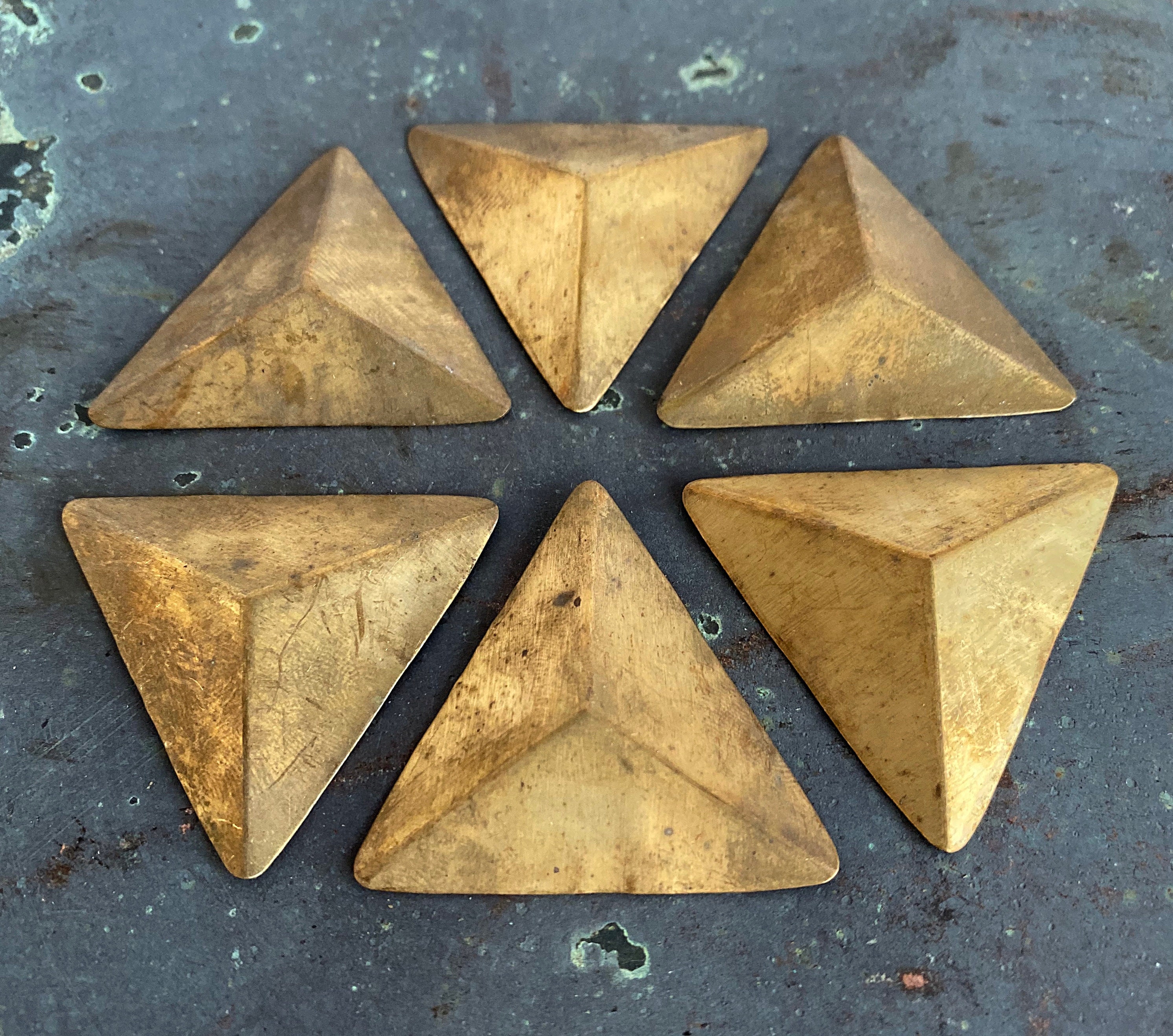 Vintage Brass Pitched Triangle Jewelry 40 Mm Stampings - Etsy