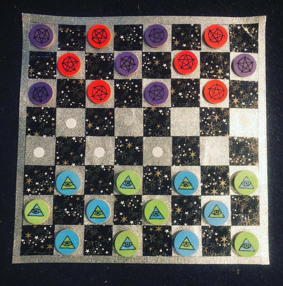 Magic Checker Board Pentagrams & Eyes - Etsy
