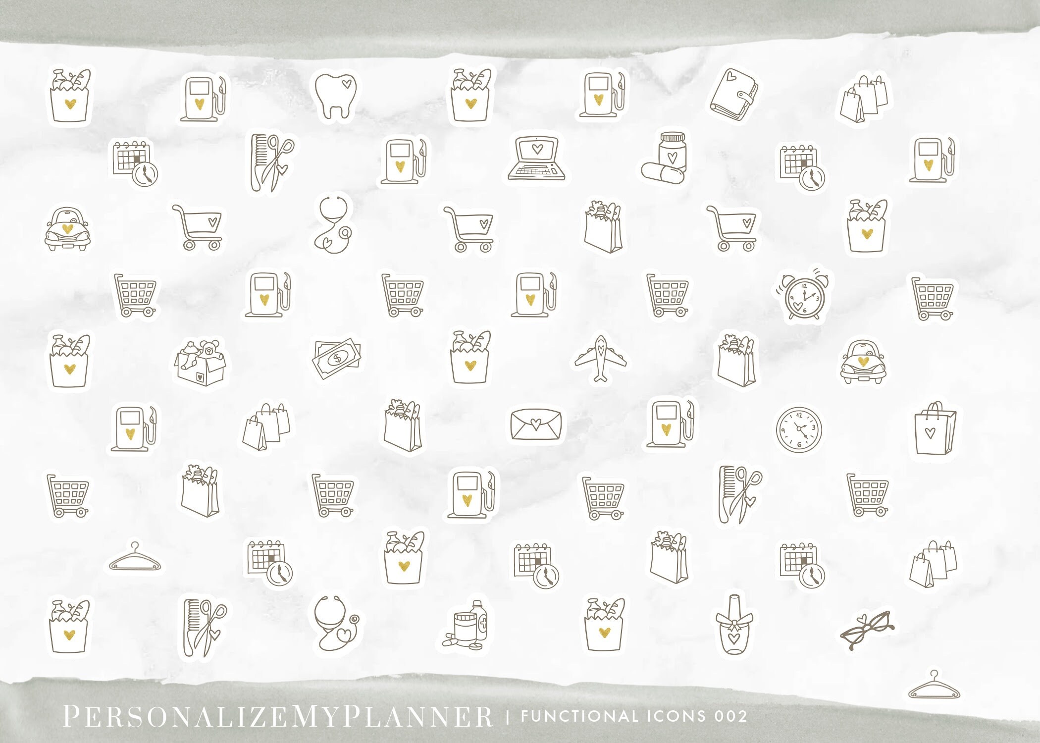 Functional Planner Icon Stickers, 64 Stickers, Errands, Appointment ...