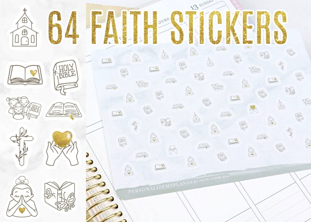 Gold Faith Planner Stickers Daily Faith Planner Christian - Etsy